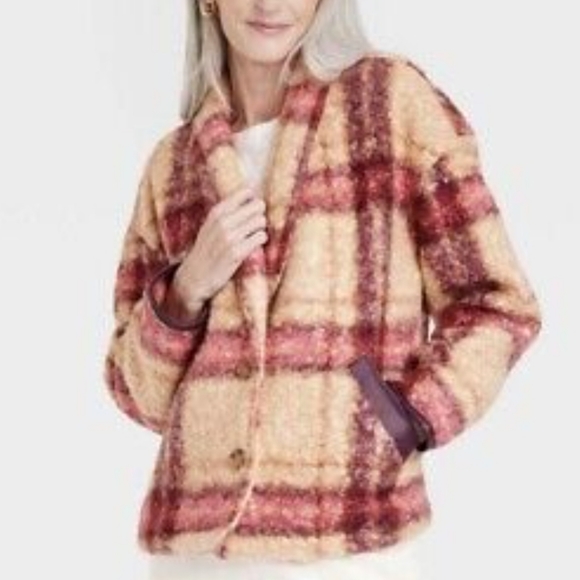 Knox Rose | Jackets & Coats | Nwt Knox Rose Burgundy Check Print Jacket ...